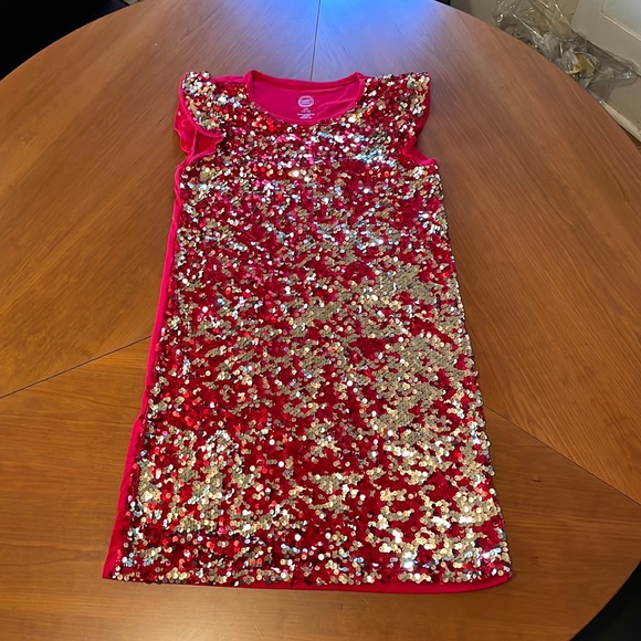 wonder nation | Dresses | Wonder Nation Red And Gold Sequin Dress ...